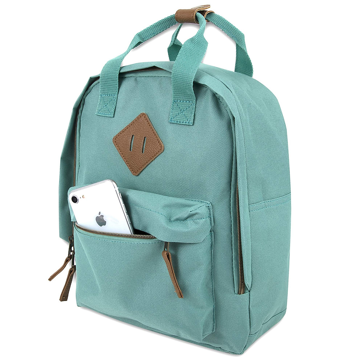 Madison & Dakota Canvas Mini Backpack for Everyday & Day Pack Rucksack in Solid Color Blocks, Green, Unisex