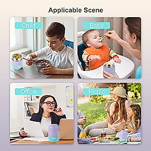 17 Oz Insulated Food Thermos Soup Thermos for Hot Food Kids Adults, 304 Stainless Steel Lunch Box Food Container with Folding Spoon, Vacuum Insulated Portable for School, Office, Outdoor (Purple)