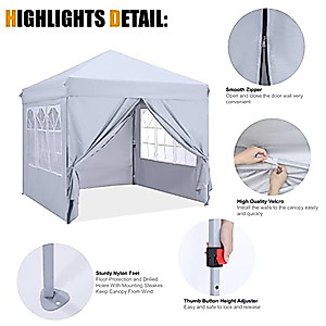 COOSHADE 8x8 Ft Pop up Canopy Tent Enclosed Instant Folding Canopy Shelter with Elegant Church Window Outdoor Pavilion Cater Party Wedding BBQ Events Tent(White)