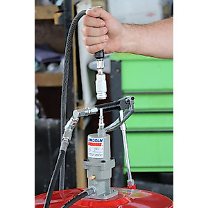 Lincoln 4417 Portable Air Operated High-Pressure Industrial 40:1 Pneumatic Single Acting Grease Pump, Drum Cover, Dolly, Follower, Control Valve and 7 Foot Hose