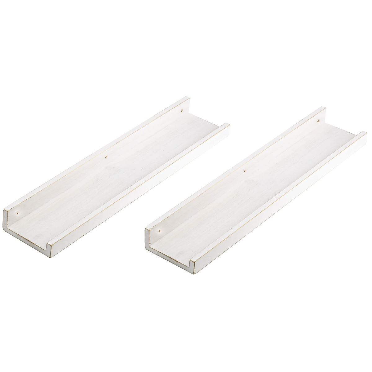 COLLECTIVE HOME - Floating Shelves Set of 2, Photo Picture Ledge Shelves, Rustic Wood Wall Mount Shelves for Bedroom, Living Room, Office, Kitchen, 23 Inch, White