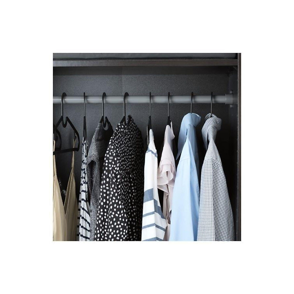 Ikea SPRUTTIG Lightweight Clothes Garment Hangers, Black, Plastic, 39 Centimetres - Set of 30