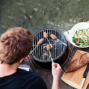 BergHOFF LEO Portable Tabletop BBQ Grill To-go grill with Heat Resistant Base Easy-carry strap & detachable handles, Removable elements, Adjustable airflow, 13.75", Black