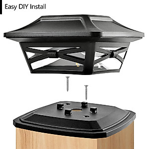 Davinci Lighting Flexfit Solar Outdoor Post Cap Lights - Includes Bases for 4x4 5x5 6x6 Wooden Posts - Bright LED Light - Slate Black (8 Pack)