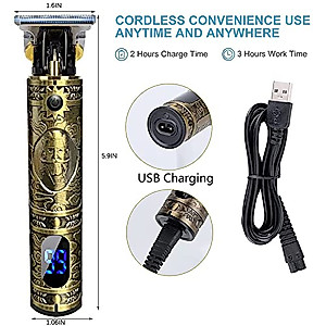 CANEOCANE Hair Clippers for Men, Hair Beard Trimmer for Mens, Professional Rechargeable Shavers Clippers for Hair Cutting, Zero Gapped T-Blade Trimmer Cordless Hair Clipper with LCD Display (Gold1)