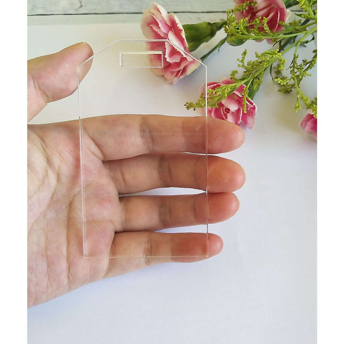 10pcs Acrylic Laser Cut Reserved Tags，Luggage Tag Wedding Place Cards，Acrylic Reserve Seating Tag，Blank Acrylic Keychain (Clear)