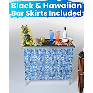 PARTYPONG Black Folding Portable Party Bar with Black Skirt, Storage Shelf, and Carrying Bag - Single Set