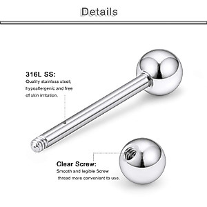 Yaalozei 16g Nipple Rings Piercing Jewelry Stainless Surgical Steel Silver Nipple Nipplerings Rings Bar Barbell Piercing Body Jewelry Rings for Women Girls Shiny CZ Round Shape