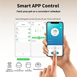 Vinticc Automatic Timed, Pet Dry Food Dispenser for Cat and Dog, WiFi Cat Feeder with APP Control, 20 Portions, 1-6 Meals Per Day, Up to 10s Meal Call