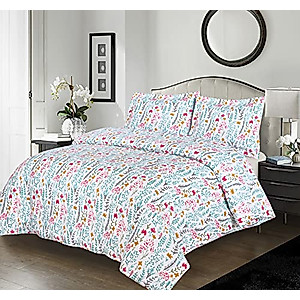 ZOYER Queen Duvet Cover Set [Daisy Day] -3 Piece Printed Comforter Cover Set with Zipper-Brushed Microfiber Soft & Comfortable Bedding Set-1 Duvet Cover with 2 Pillow Shams.