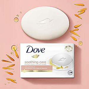 Dove Moisturizing Beauty Bar Soap For Sensitive Skin with Calendula Oil Effectively Washes Away Bacteria, Hydrating and Replenishing Skin Care 3.75 oz 14 Bars