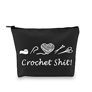 G2TUP Yarn Storage Bag Knitting Zipper Pouch for Crochet Beginners Knitting Lovers Crochet Sht (Knitting Black Zipper Pouch)