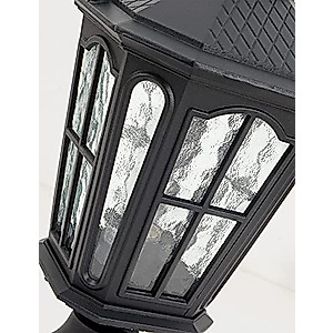 GYDZ Post Light Outdoor with 3-Inch Pier Mount Base, 17''H Exterior Post Light Fixture,Waterproof IP65 Classic Die Cast Aluminum with Water Ripple Glass, E26 Base 60W Max,Matte Black