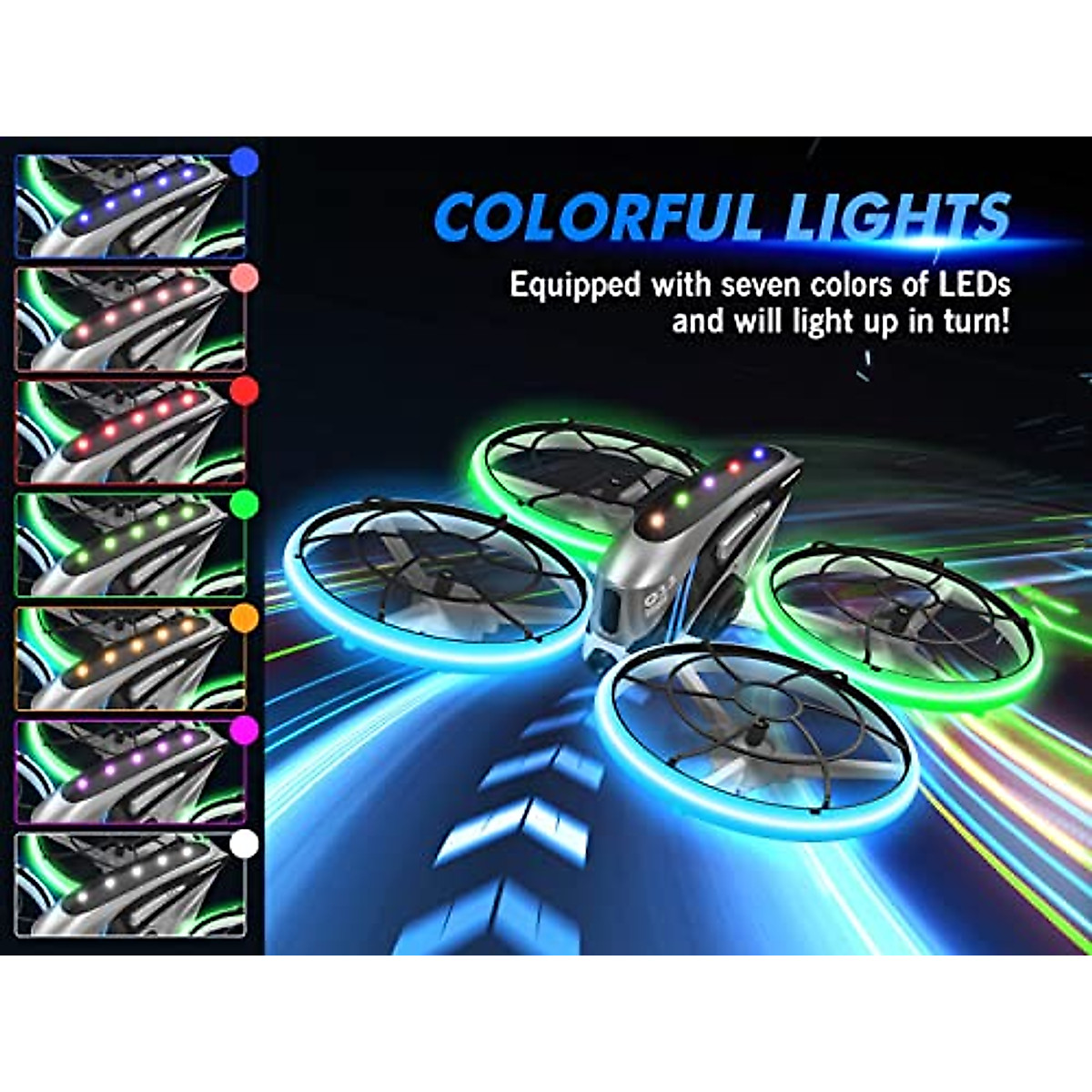 HASAKEE RC Drone for Kids Adults with HD FPV Camera,Cool Toys Gifts for Boys Girls,Hobby RC Quadcopter Skyquad with Cool LED Light,Full Protect Guards and Long Flight Time,Q11 Durable for Beginners