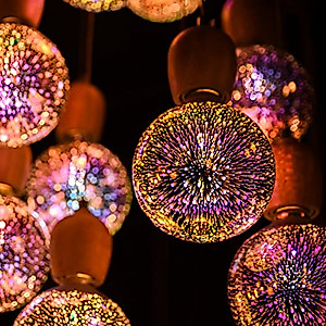 Porseme 3D Fireworks Decorative Light Bulb, E26 Base, 7W, AC100-240V, Glass Bulbs with Soft Warm Light, Shiny Decor for Home, Bedroom, Party (Included 1 G125 Bulb)