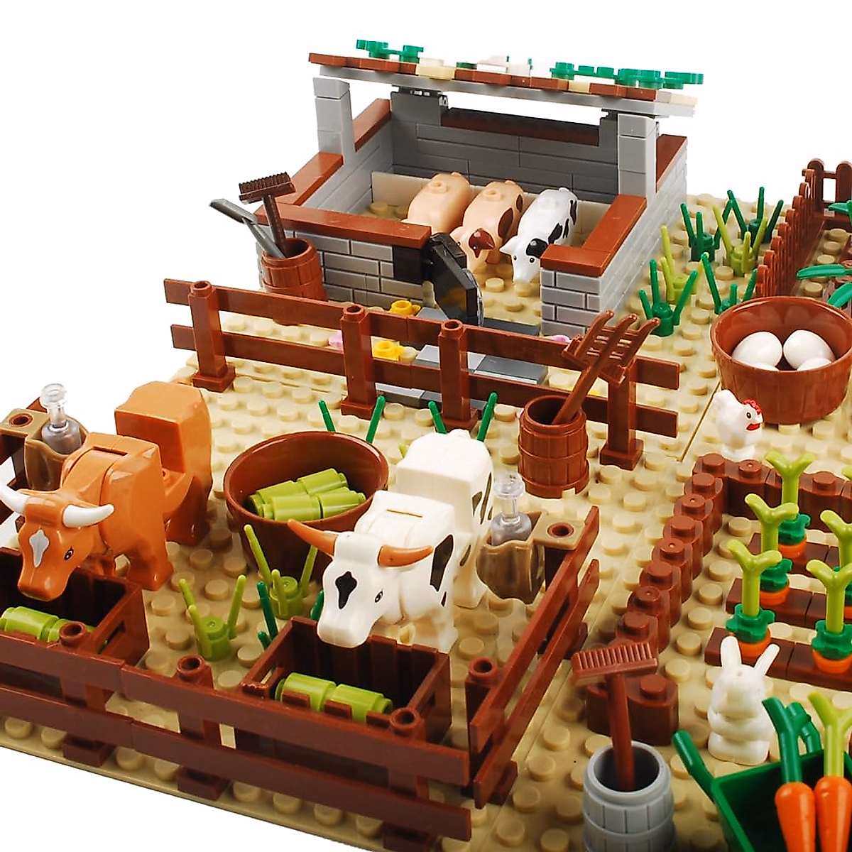 BAENRCY Farm Field Set Building Blocks Plant Animal Crops Building Bricks Kit DIY Building Set Compatible All Major Brands (Animal)