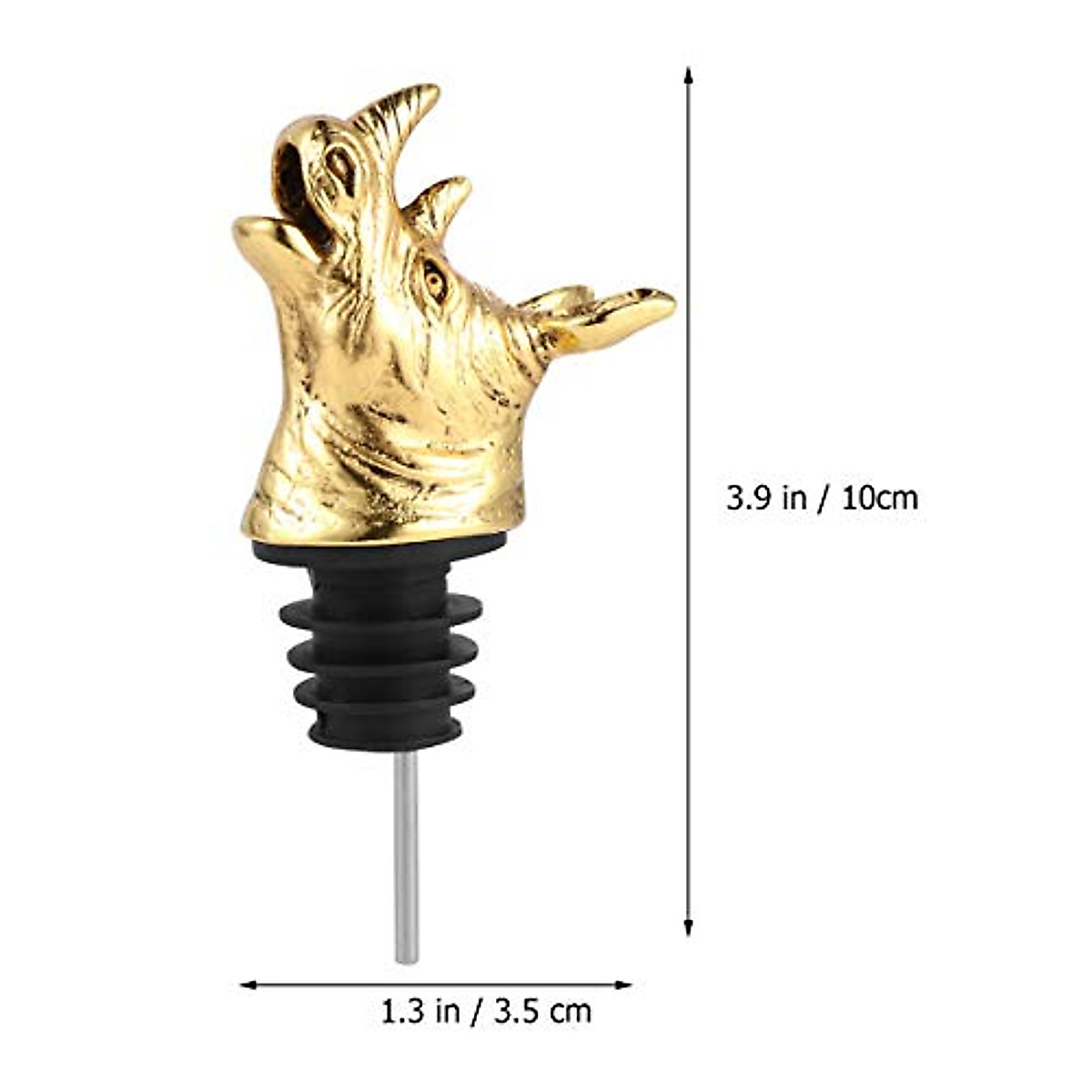 Cabilock Animal Wine Pourer Aerator Rhino Head Wine Bottle Stopper Professional Liquor Spout For Wine Accessories Diffuser (Golden)