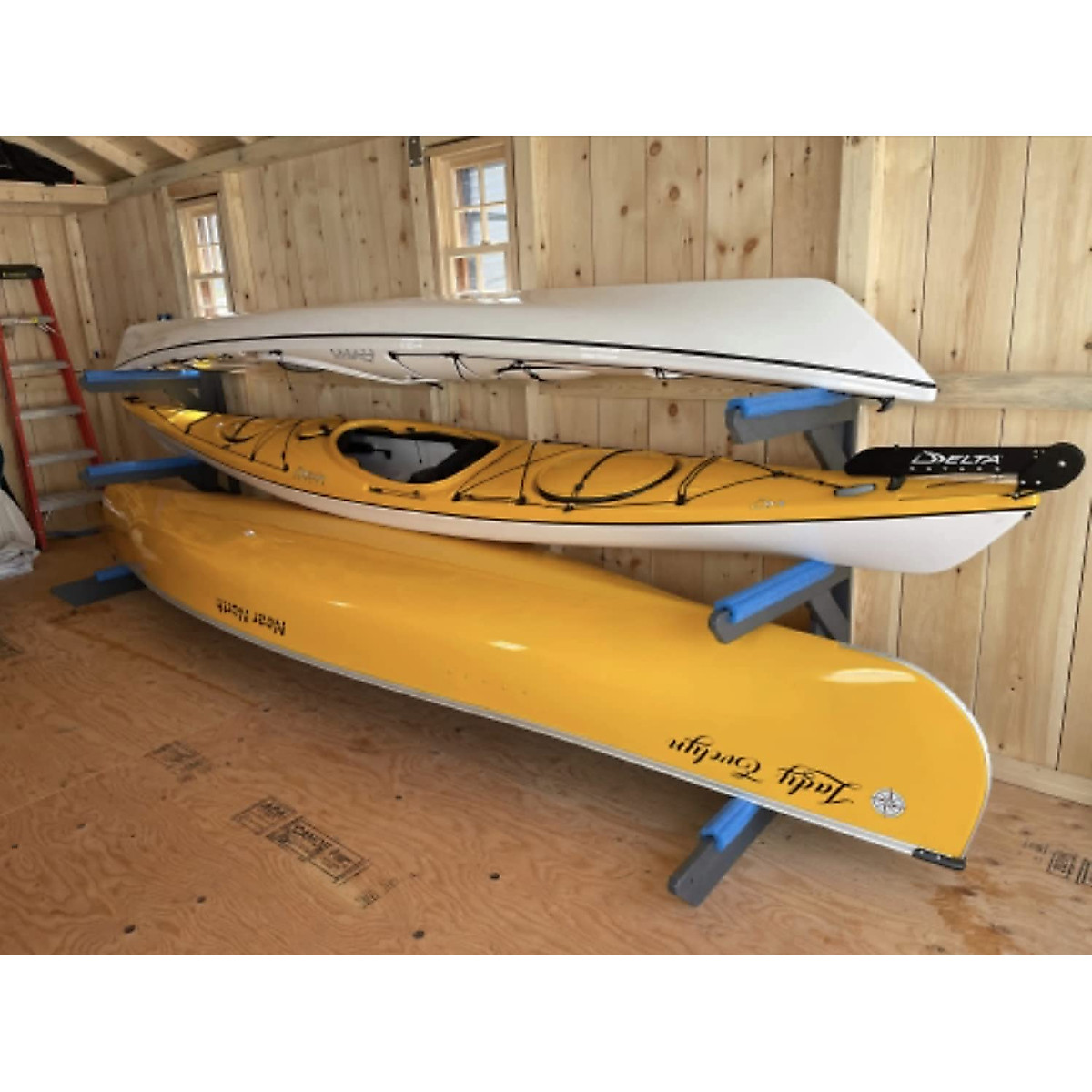 Storage Rack Solutions Outdoor or Indoor Kayak Rack, SUP Rack, Canoe Rack - Kayak Storage Rack (100% Recycled Plastic, 3 Rack (Holds 3 Crafts))