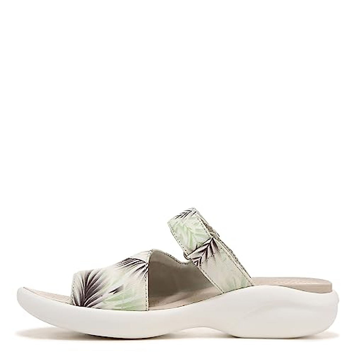 BZees Womens Carry On Slide Sandal Green Palm Leaf 10 W