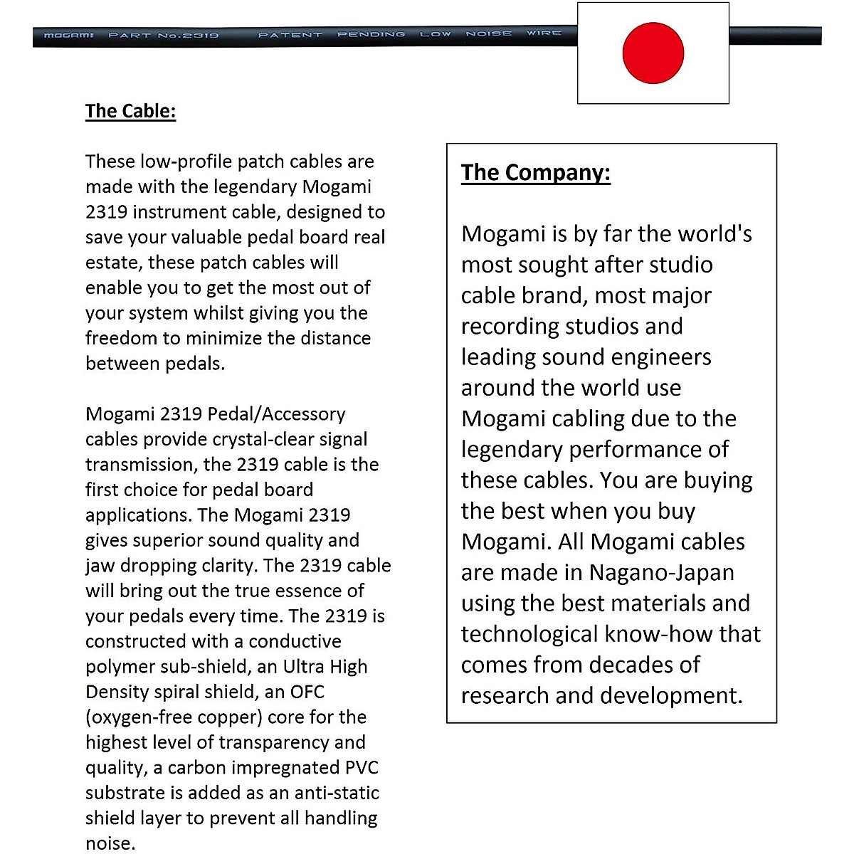 WORLDS BEST CABLES 6 Units - 6 Inch -Pedal, Effects, Patch, instrument cable CUSTOM MADE made using Mogami 2319 wire and Eminence Gold Plated ¼ inch (6.35mm) R/A Pancake type Connectors