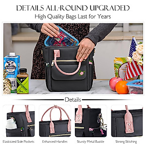 GLORIEROO Deluxe Large Insulated Lunch Bag Box Women - Leakproof Waterproof Cooler with Multi Pockets Removable Strap for Work Picnic - Teacher Mothers Day Christmas Birthday Gifts