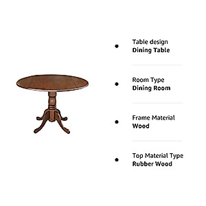 International Concepts Round Dual Drop Leaf Pedestal Table, Espresso, 42"
