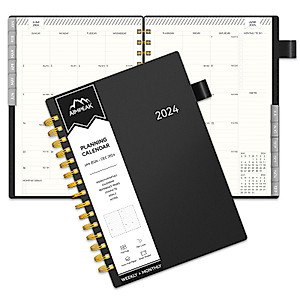 2023 Weekly & Monthly Planner, Jan. 2023 - Dec. 2023, AIMPEAK Planner 2023, Monthly Tabs, Inner Pocket, Pen Loop, PVC Waterproof Cover, Notes Pages, Spiral Binding, 138Pages, Black(5.5"x8.5")