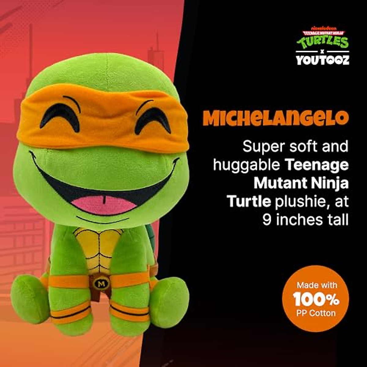 You tooz Michelangelo Ninja Turtles 9" Inch Plush, Michelangelo TMNT Plushie from The Series Teenage Mutant Ninja Turtles - Chibi You tooz Michelangelo TMNT