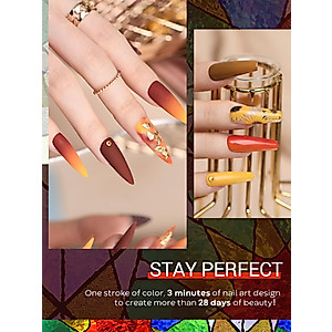 MEFA Fall Gel Nail Polish Set 23 Pcs, 20 Colors Autumn Halloween Brown Burgundy Orange Glitter Dark Green Blue Nail Gel Kit Nail Art with Glossy&Matte Top Base Coat, Manicure DIY Salon Gifts