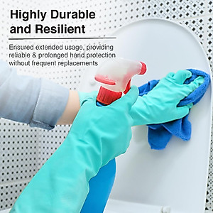 Nastah Latex & Nitrile Allergic Free Household Cleaning Gloves Bundle - Pink & Green Non-Slip Reusable Kitchen Dishwashing Gloves With Cotton Flock Liner (Total 6 Pairs, Size Medium)