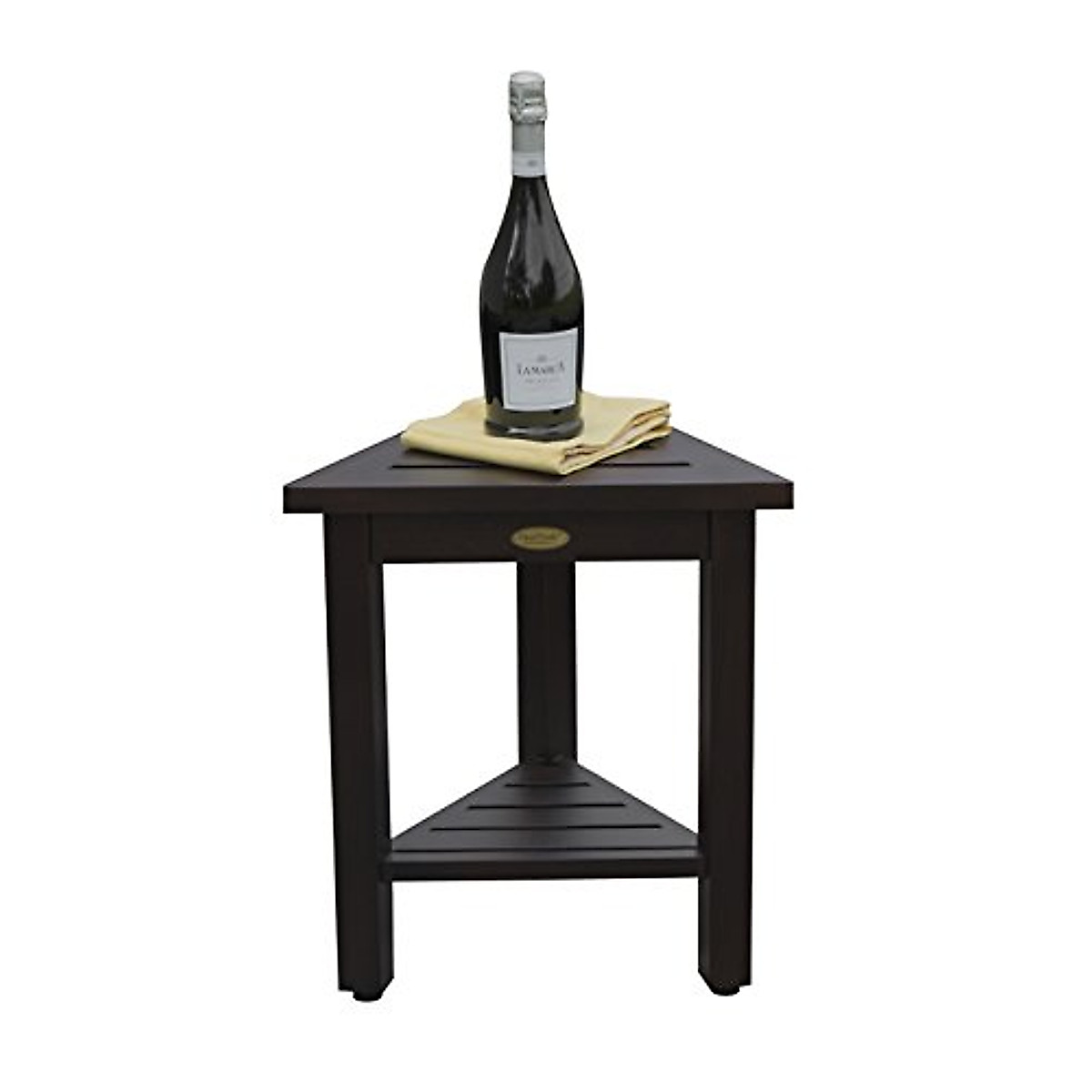 Decoteak FlexiCorner 17" Triangular Teak Modular Shower Bench and Table with Shelf