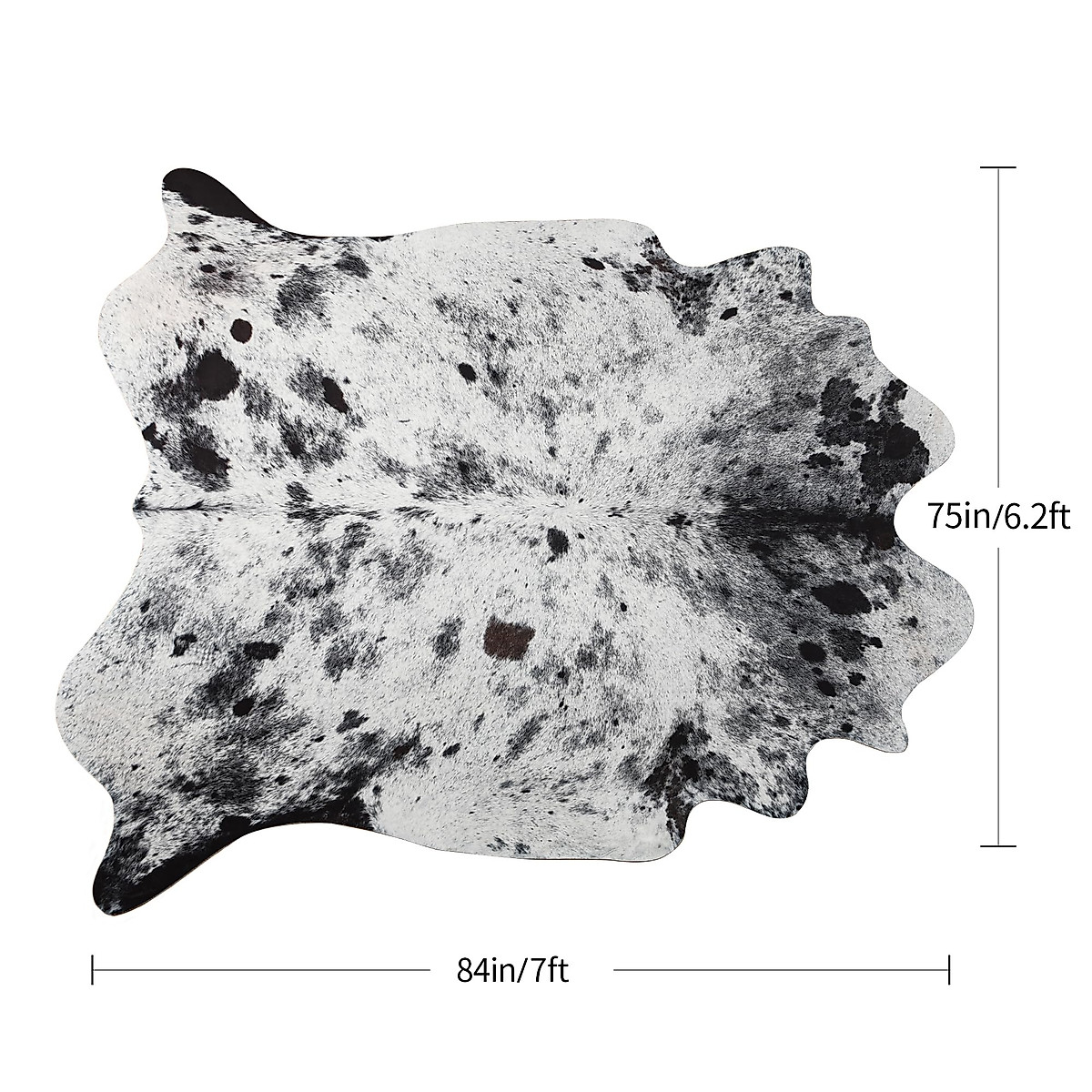 NEOCOZY Exquisite Cowhide Rug, 6.2 x 7 ft Faux Cowhide Rug for Living Room Bedroom, Cow Print Rug for Wall, Non-Slip, Grey White