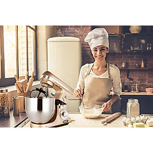 MURENKING Professional Stand Mixer, 6-Qt with Timer, MK37 500W 6-Speed Tilt-Head Food Electric Mixer Kitchen Machine,Plastic (Champagne)