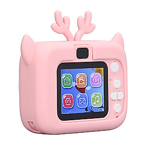 Rosvola Toddler Camera, Auto Dimming Birthday Gift AI Intelligent 20MP Kids Camera with Frames for Party (Pink Yellow)