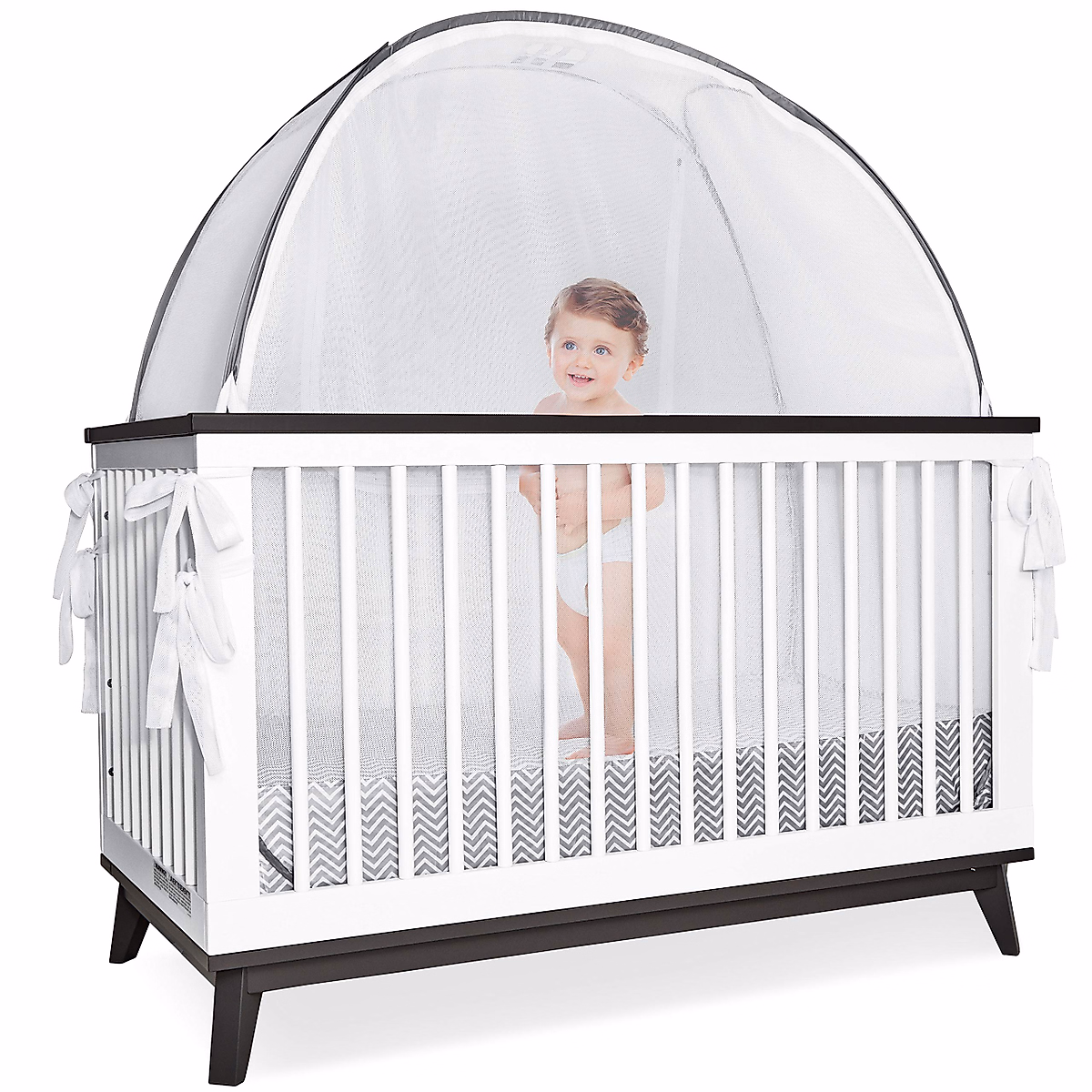 Crib Tent by Pro Baby Safety - Crib Topper Net with Viewing Window – See Through Soft Silky Mesh - Zippered Safety Top for Mosquito Bites and Falling Protection for Infant