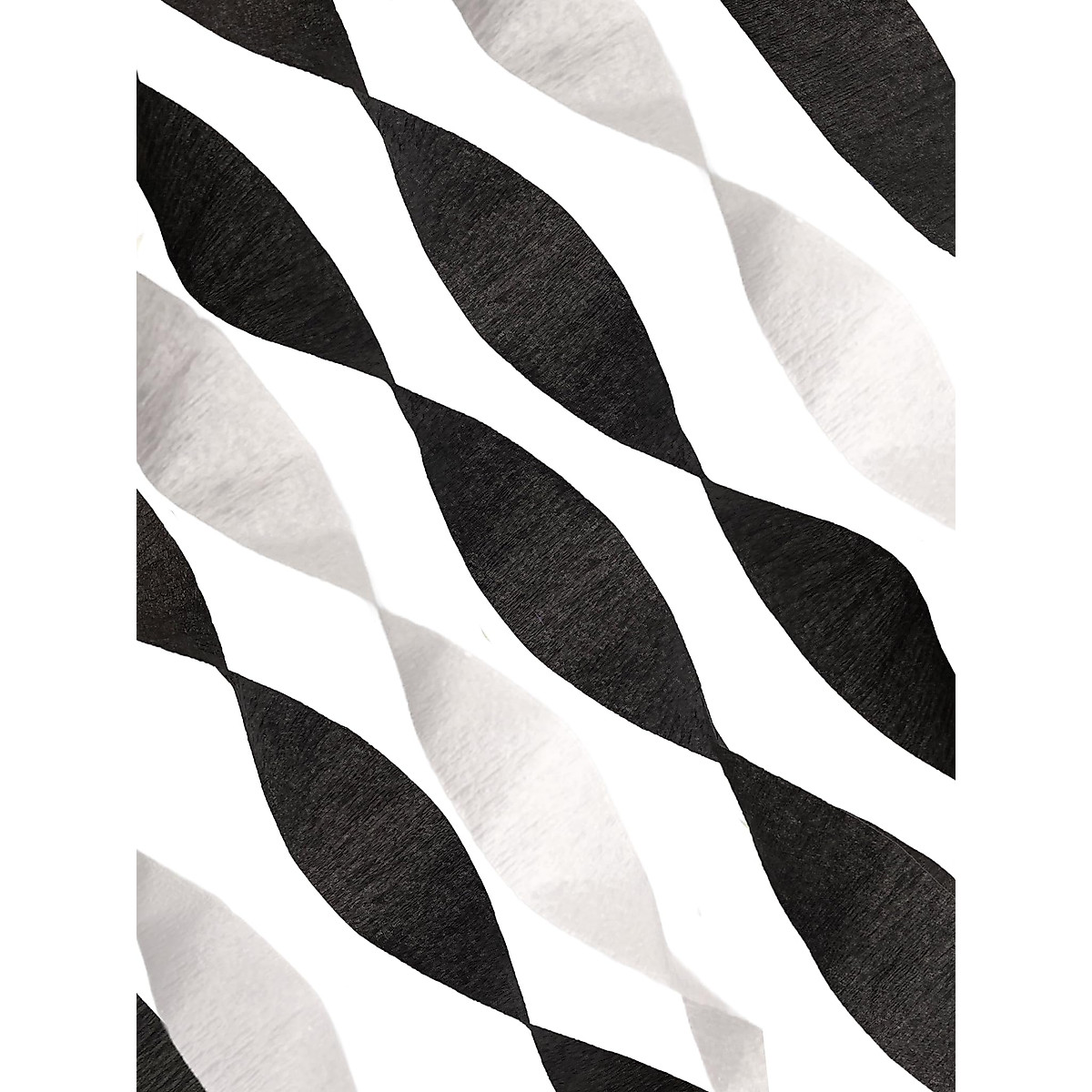 BLACK and WHITE Crepe Paper Streamers (2 Rolls Each Color) MADE IN USA!