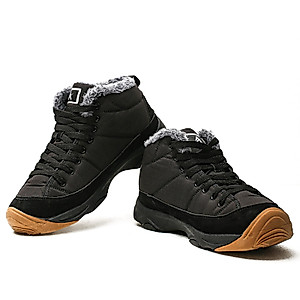 Azooken Men's Winter Backpacking Snow Boots Warm Water Resistant Trekking Shoes Non Slip Fur Lining Casual Comfortable Hiking Boot（6119-Elegant Black47）