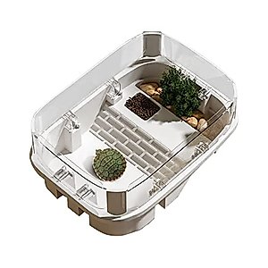 Hamiledyi Turtle Tank Aquarium Tortoise Terrarium with Basking Platform Reptile Habitat Multi-Functional Area Easy to Clean Change Water Prevent Escape for TurtlesHermit Crab Lizard