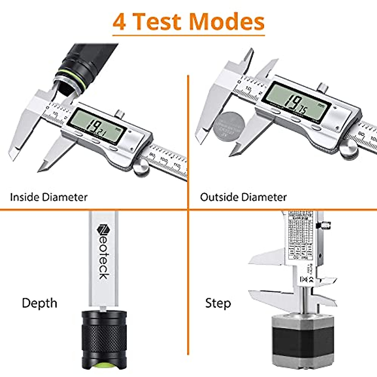 Neoteck 6 inch Digital Caliper, Full-Metal Electronic Calipers Measuring Tool Fractions/Inch/mm Conversion