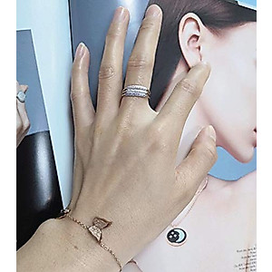 Luolife 1mm Rings for Women Sterling Silver Tiny Simulated Diamond Band Chirstmas Thanksgiving Valentine's Day Gifts Jewelry Size 6.5