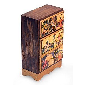 NOVICA Frida Decoupage Wood Jewelry Box with Drawers, Diego Rivera'S Mexico'