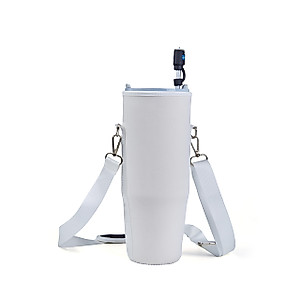 ZOYEPIN Water Bottle Carrier Bag with Strap, Durable Stanley Carrier for Stanley 40 oz Tumbler with Handle, Includes Extra One Blind Box Straw Cover, Stanley Cup Accessories for Hiking, Travelling