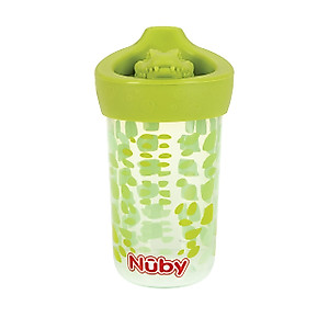 Nuby No Spill 3D Character Sippy Cup with Soft Touch Flo Silicone Top, 12 Ounce, Alligator