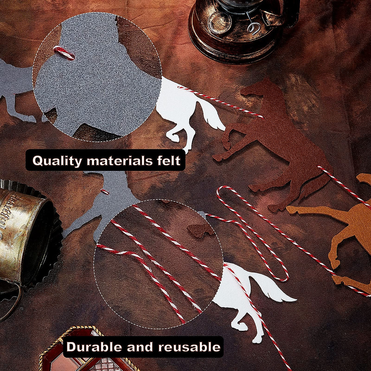 Horse Birthday Banner Party Decorations Racing Horse Banner Paper Bunting Garland Farm Theme Decor for Present Birthday Wedding Party Supplies, Pre Assembled Hanging Decoration