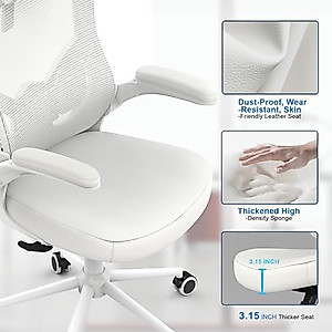 𝑯𝑶𝑴𝑬 𝑶𝑭𝑭𝑰𝑪𝑬 𝑪𝑯𝑨𝑰𝑹, Ergonomic Mesh Desk Chair, High Back Computer Chair- Adjustable Headrest with Flip-Up Arms, Lumbar Support, Swivel Executive Task Chair (Modern, White)