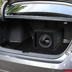 Bbox Single Hatchback Sealed 8 Inch Subwoofer Enclosure - Car Subwoofer Boxes & Enclosures - Premium Subwoofer Box Improves Audio Quality, Sound & Bass - Nickel Finish Subwoofer Terminal - Black