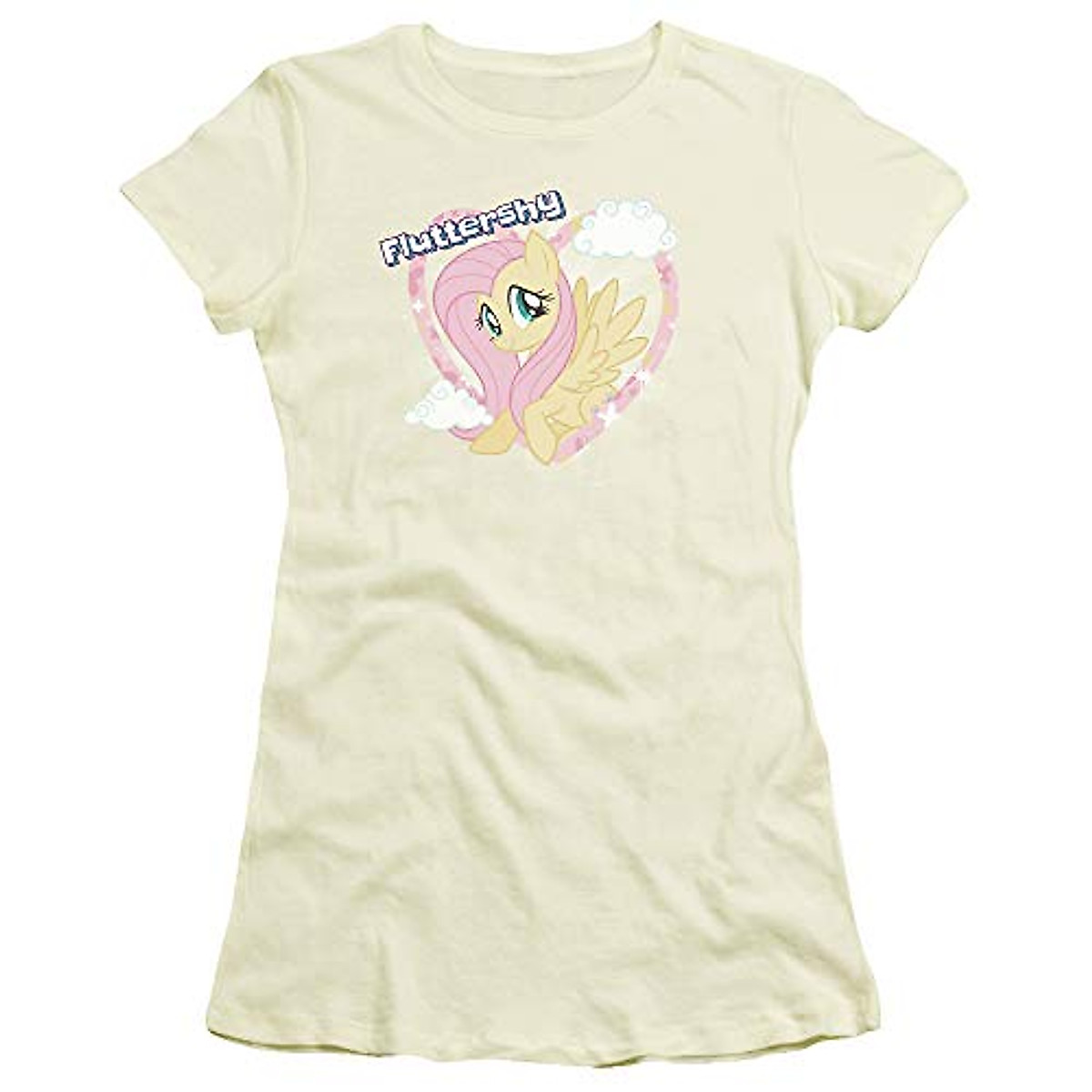 My Little Pony Fluttershy Juniors' Sheer Fitted T Shirt, Small Cream