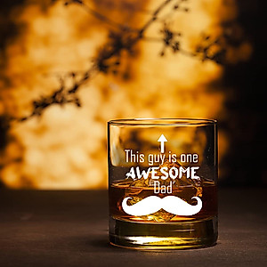 Perfectinsoy This Guy Is One Awesome Dad Whiskey Glass, Funny Birthday Gifts for Papas, Grandad, Grandfather and Stepfathers, Best Father Ever Gifts, Dad’s Birthday Gifts