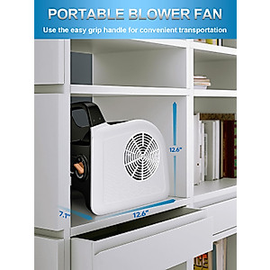 Huilynsen Air Mover Blower Fan - Floor Drying Fan for Cooling, Drying and Exhausting at Home, Garage, Shop, 3 Speeds Portable Utility Fan, 2 AC Outlets and Circuit Breaker with Reset