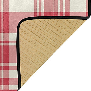 susiyo Plaid Red Kitchen Rug Floor Mat Non-Slip Anti Fatigue Memory Foam Comfort Standing Mats for Entryway Hallway Bathroom Welcome Doormat 39x20inch